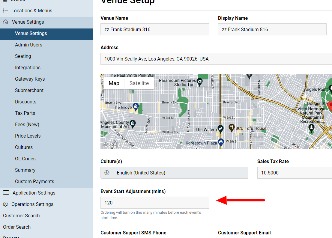 How to adjust Event ordering start time – Tapin2 Knowledge Base