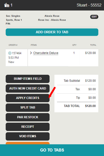 How to Apply Credits to an Open tab on the OrderTaker app – Tapin2 ...