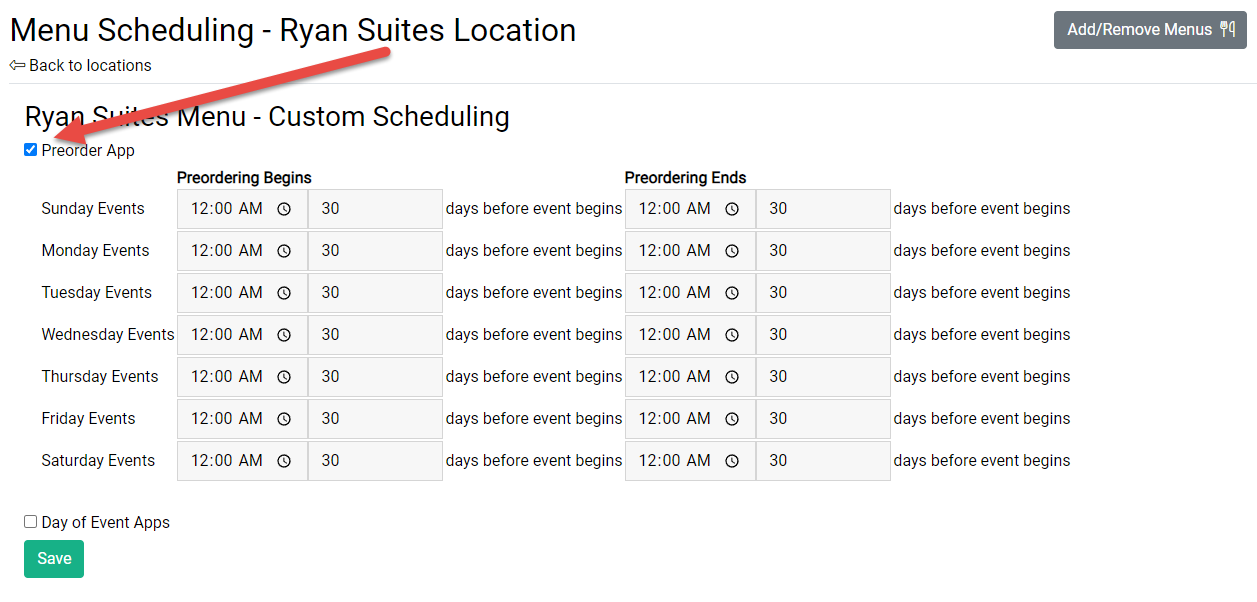 Menu Scheduling - Hour configuration guide – Tapin2 Knowledge Base