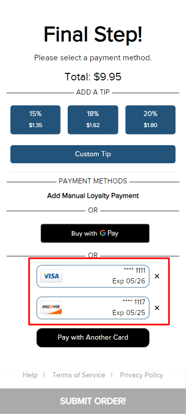 How to use a saved Payment method – Tapin2 Knowledge Base